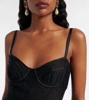 Dolce & Gabbana Ruched Sheer Tulle Minidress