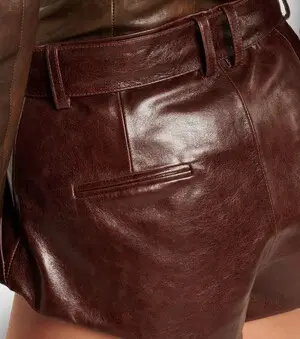 Magda Butrym Belted Leather Shorts - Brown