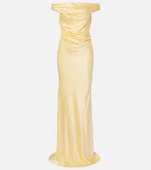 THE SEI Bardot Draped Silk Charmeuse Gown