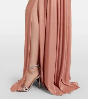 Costarellos Embellished Ruched Georgette Gown - Pink