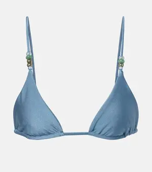 Jade Swim Via Beaded Bikini Top - Blue