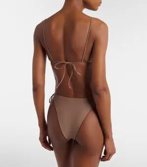 Jade Swim Via Beaded Bikini Top - Brown