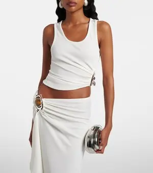 Christopher Esber Droplet Crystal-embellished Ruched Tank Top