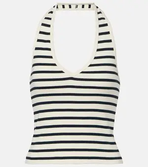 NILI LOTAN Britt Striped Halterneck Top - White