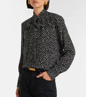 NILI LOTAN Janese Bow-detail Polka-dot Silk Blouse