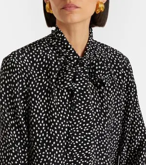 NILI LOTAN Janese Bow-detail Polka-dot Silk Blouse