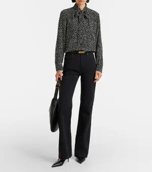 NILI LOTAN Janese Bow-detail Polka-dot Silk Blouse