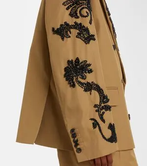 Dries Van Noten Embellished Cotton Double-breasted Blazer