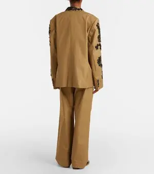 Dries Van Noten Cotton Wide-leg Trousers - Beige