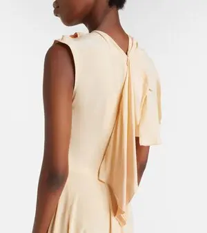 Victoria Beckham Asymmetric Smocked Silk Cocktail Dress - Beige