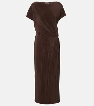 Vince Pleated Midi Dress - Brown