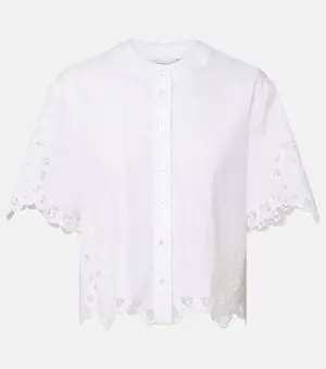 Veronica Beard Aleck Embroidered Cotton Shirt