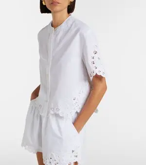 Veronica Beard Aleck Embroidered Cotton Shirt
