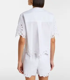 Veronica Beard Aleck Embroidered Cotton Shirt