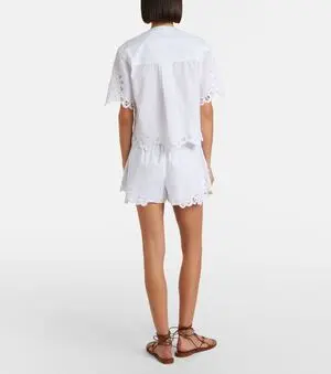 Veronica Beard Vivaldi Embroidered Cotton Shorts