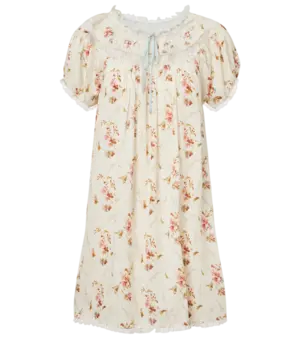 DÔEN Floral Lace-trimmed Cotton Poplin Mini Dress - White