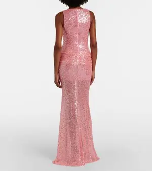 David Koma Sequined Draped Gown - Pink