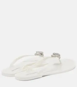 Mach & Mach Riviera Embellished Thong Sandals - White