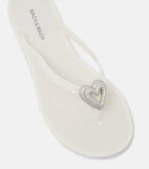 Mach & Mach Riviera Embellished Thong Sandals - White
