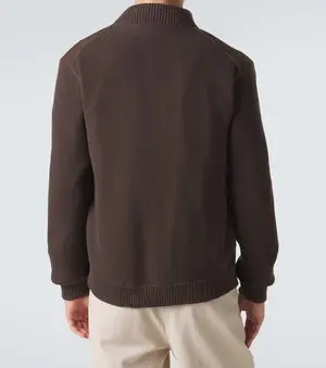 SLOWEAR Cotton-trimmed Suede Bomber Jacket
