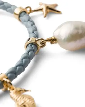 Prada Braided Nappa Leather Charm Bracelet - Light Blue