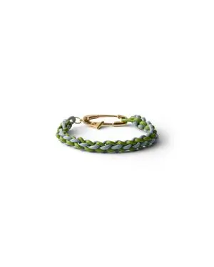 Prada Braided Nappa Leather Bracelet With Metal Ornament - Light Blue