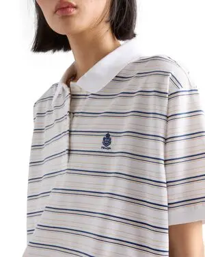 Prada Striped Piqué Polo Shirt - White