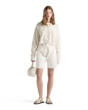 Prada Long-sleeved Piqué And Jersey Polo Shirt - Neutral