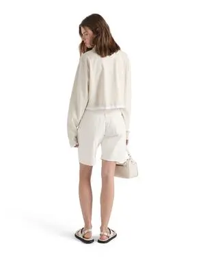 Prada Long-sleeved Piqué And Jersey Polo Shirt - Neutral
