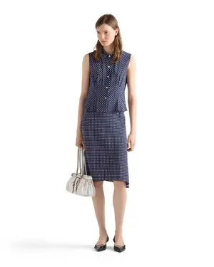 Prada Sleeveless Polka-dot Marocain Silk Shirt