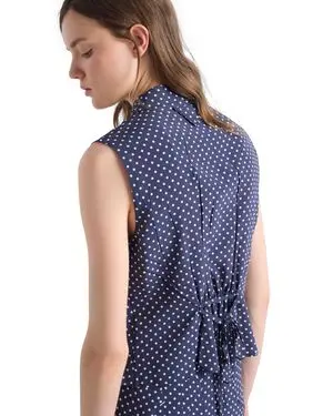Prada Sleeveless Polka-dot Marocain Silk Shirt