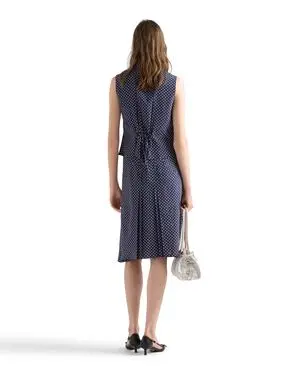 Prada Sleeveless Polka-dot Marocain Silk Shirt
