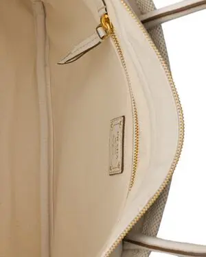 Prada Large Linen Blend And Leather Tote Bag - Neutral