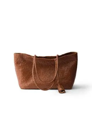 Prada Large Leather Tote Bag - Brown