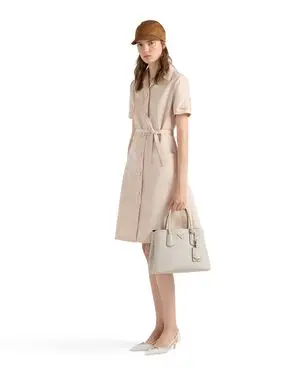 Prada Saffiano Leather Double Medium Bag - Neutral