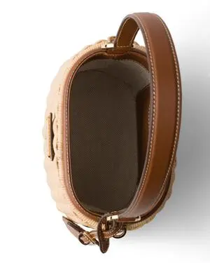 Prada Wicker And Leather Bucket Bag - Neutral