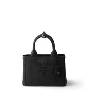 Prada Jardinière Small Cotton Canvas Bag - Black