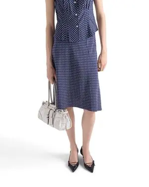 Prada Polka-dot Marocain Flared Skirt