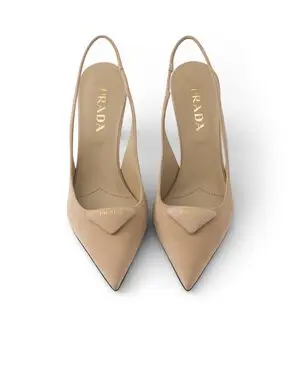 Prada Suede Slingback Pumps - Neutral