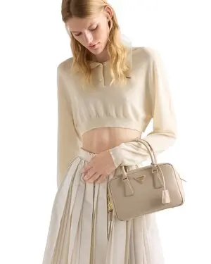 Prada Small Saffiano Leather Top-handle Bag - Neutral