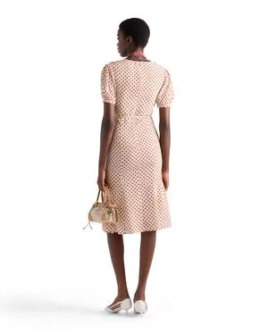 Prada Polka-dot Marocain Dress - Neutral