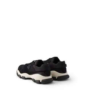 Prada Mesh Fabric And Suede Sneakers - Black