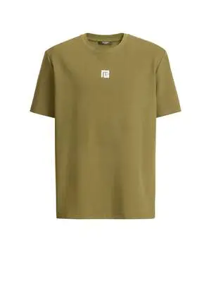 Balmain T-shirt With Embroidered Logo - Khaki