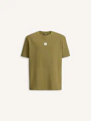 Balmain Embroidered Pb Logo T-shirt - Khaki