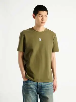 Balmain Embroidered Pb Logo T-shirt - Khaki