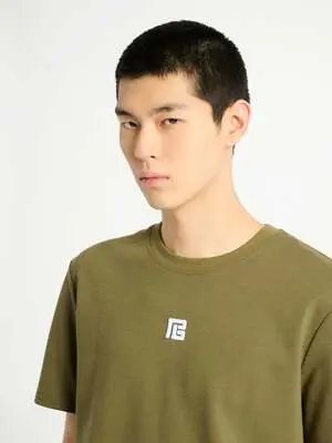 Balmain Embroidered Pb Logo T-shirt - Khaki