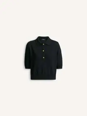 Balmain Knitted 3-button Polo - Black