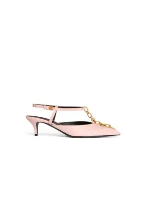 Balmain Sync Chain Kitten Heel Slingbacks - Pink