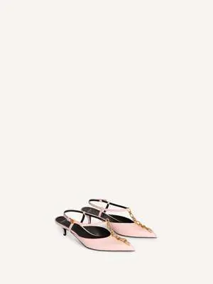 Balmain Sync Chain Kitten Heel Slingbacks - Pink
