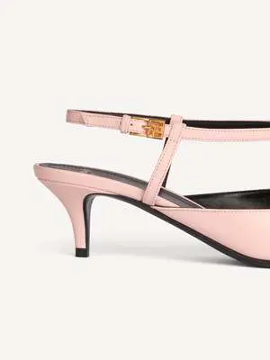 Balmain Sync Chain Kitten Heel Slingbacks - Pink